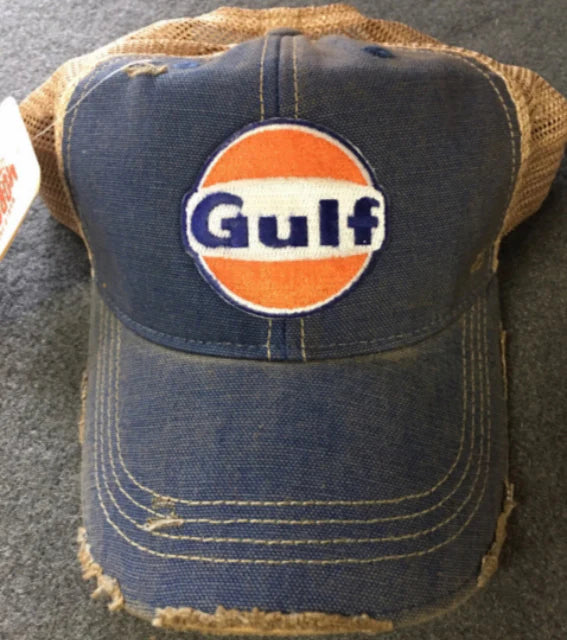 Vintage Blue Gulf Distressed Trucker Hat – Fast Lane Classic Cars
