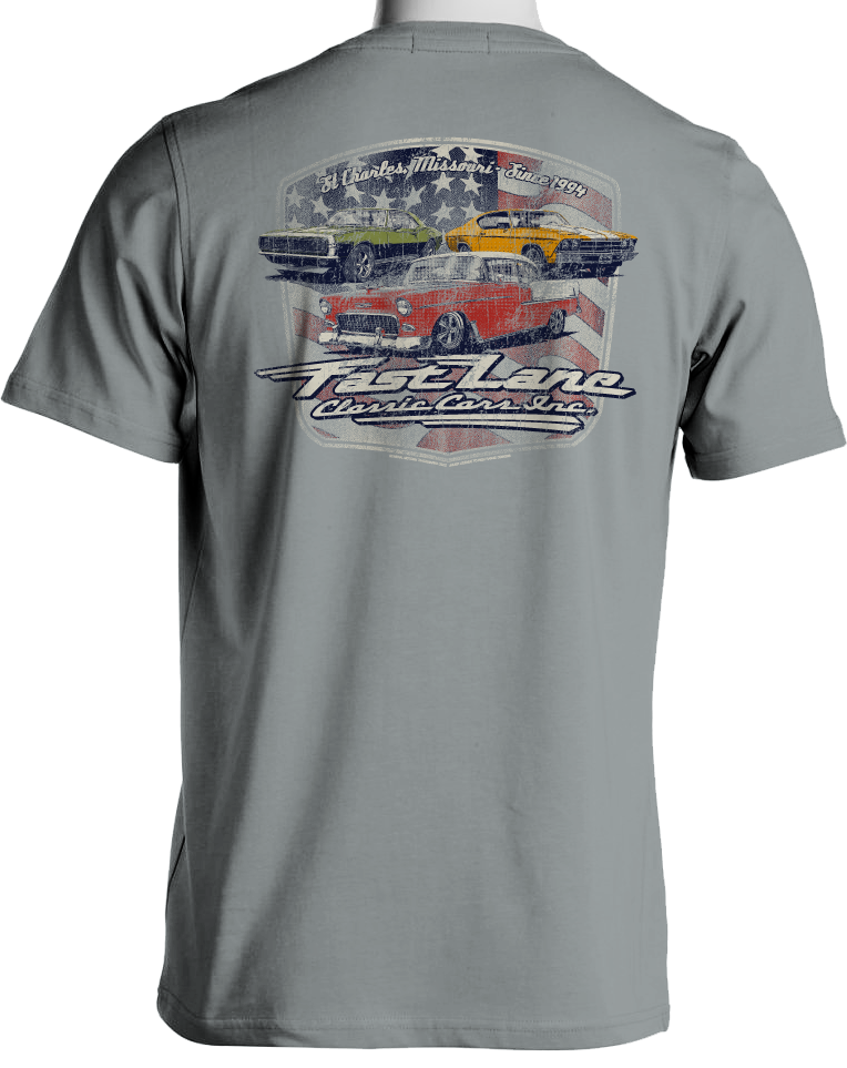 Fast Lane Classic Cars Stars and Stripes Chevy T-Shirt